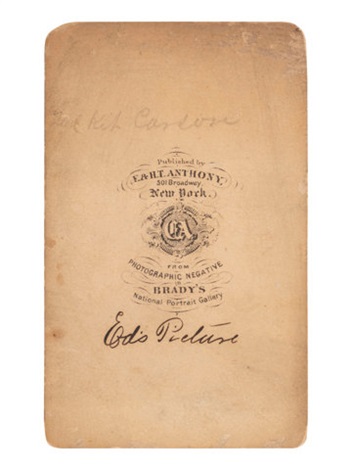 CARSON, Christopher Kit 1809-1868. BRADY, Mathew 1822-1896. CDV of ...